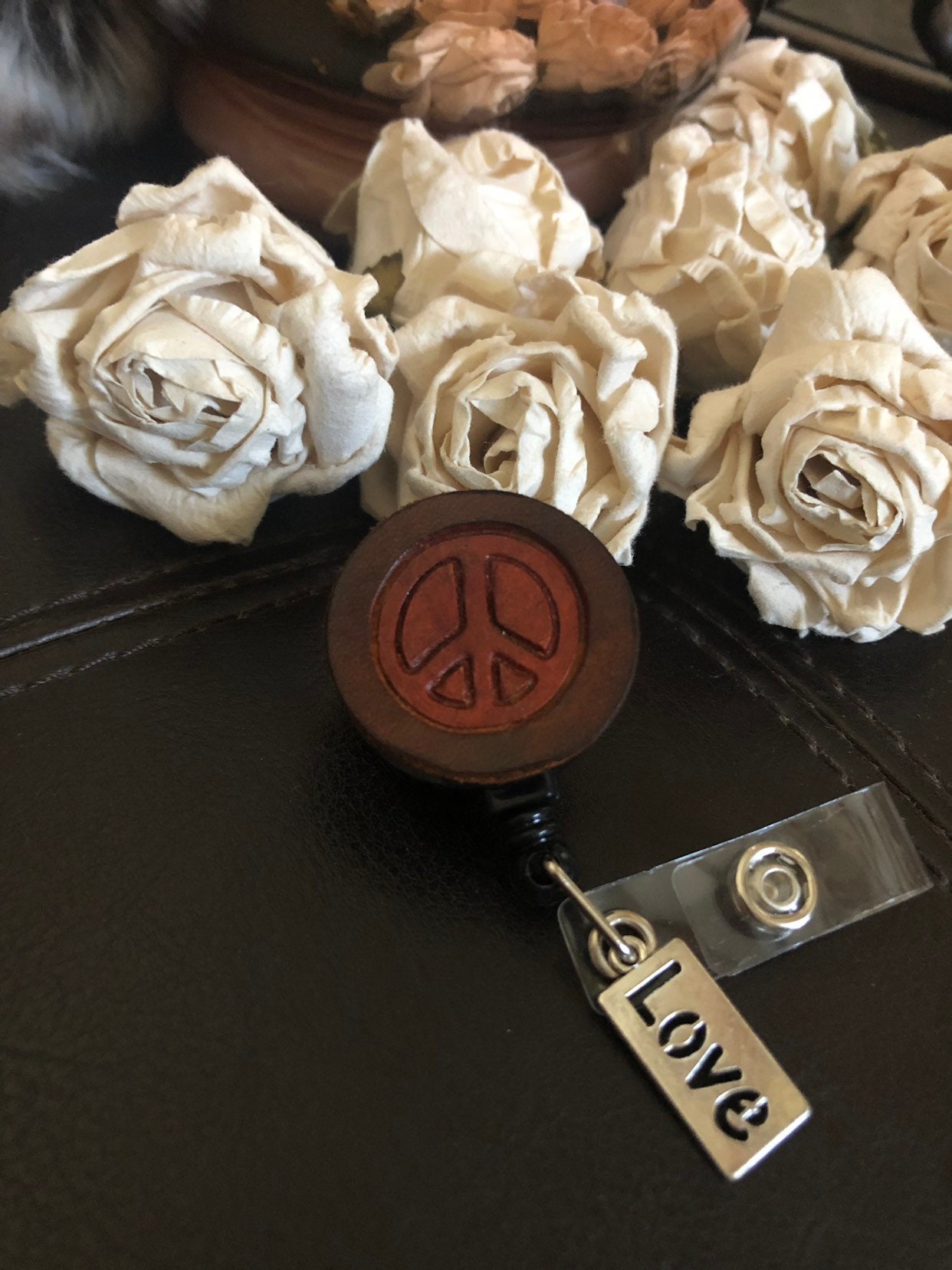 Peace sign badge clippeace sign gift badge reelbadge clip | Etsy