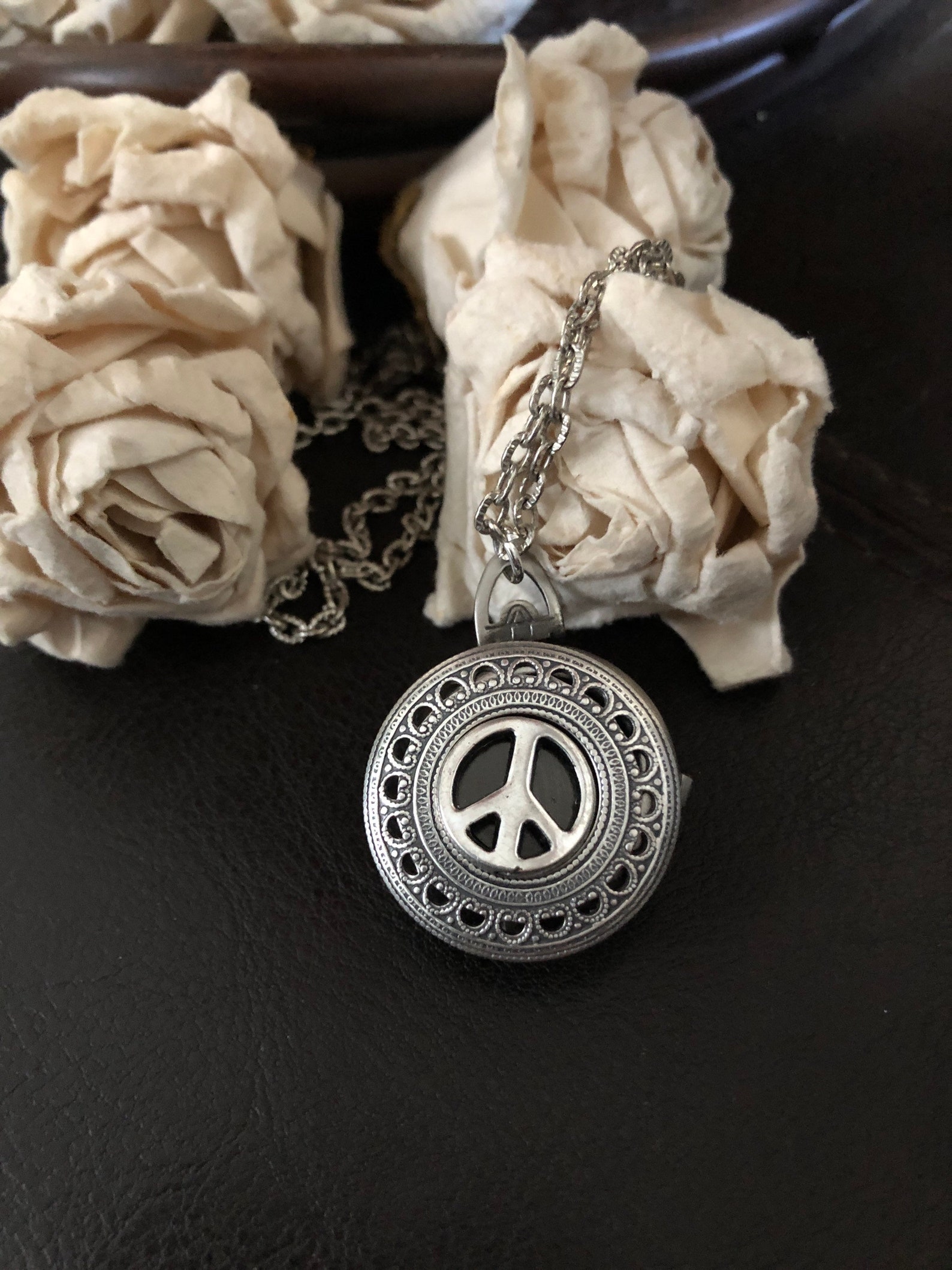Peace Sign Locket, Peace Sign Necklace, Peace Sign Gift, Peace Jewelry ...