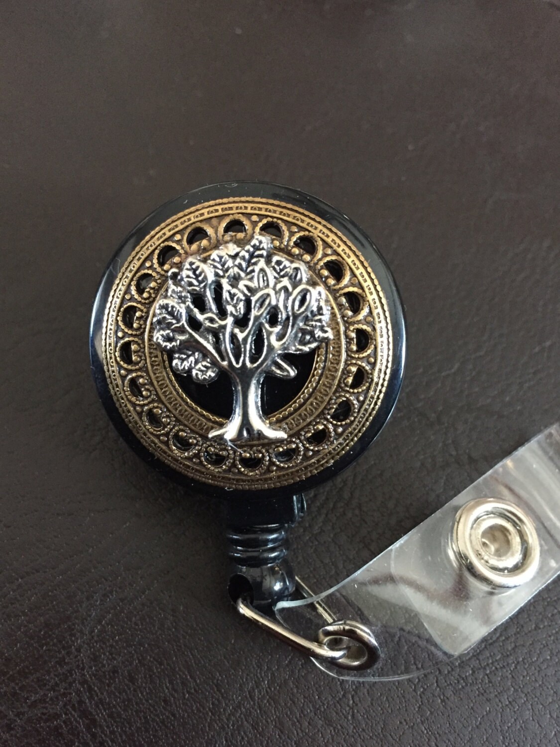 Tree of life badge holder retractable badge reel tree of | Etsy