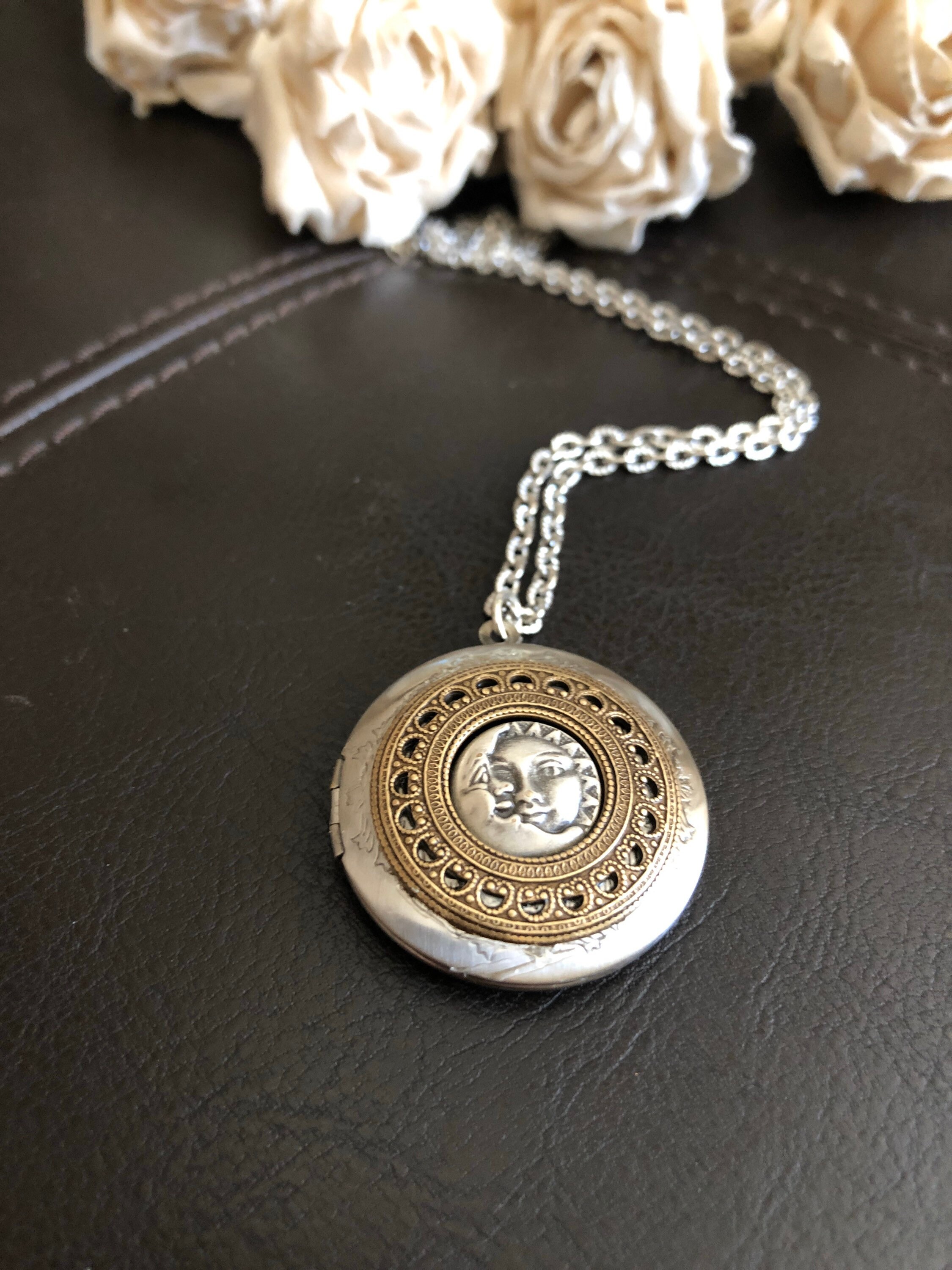 Sun and Moon Locket Sun and Moon Necklace Sun and Moon Gift | Etsy