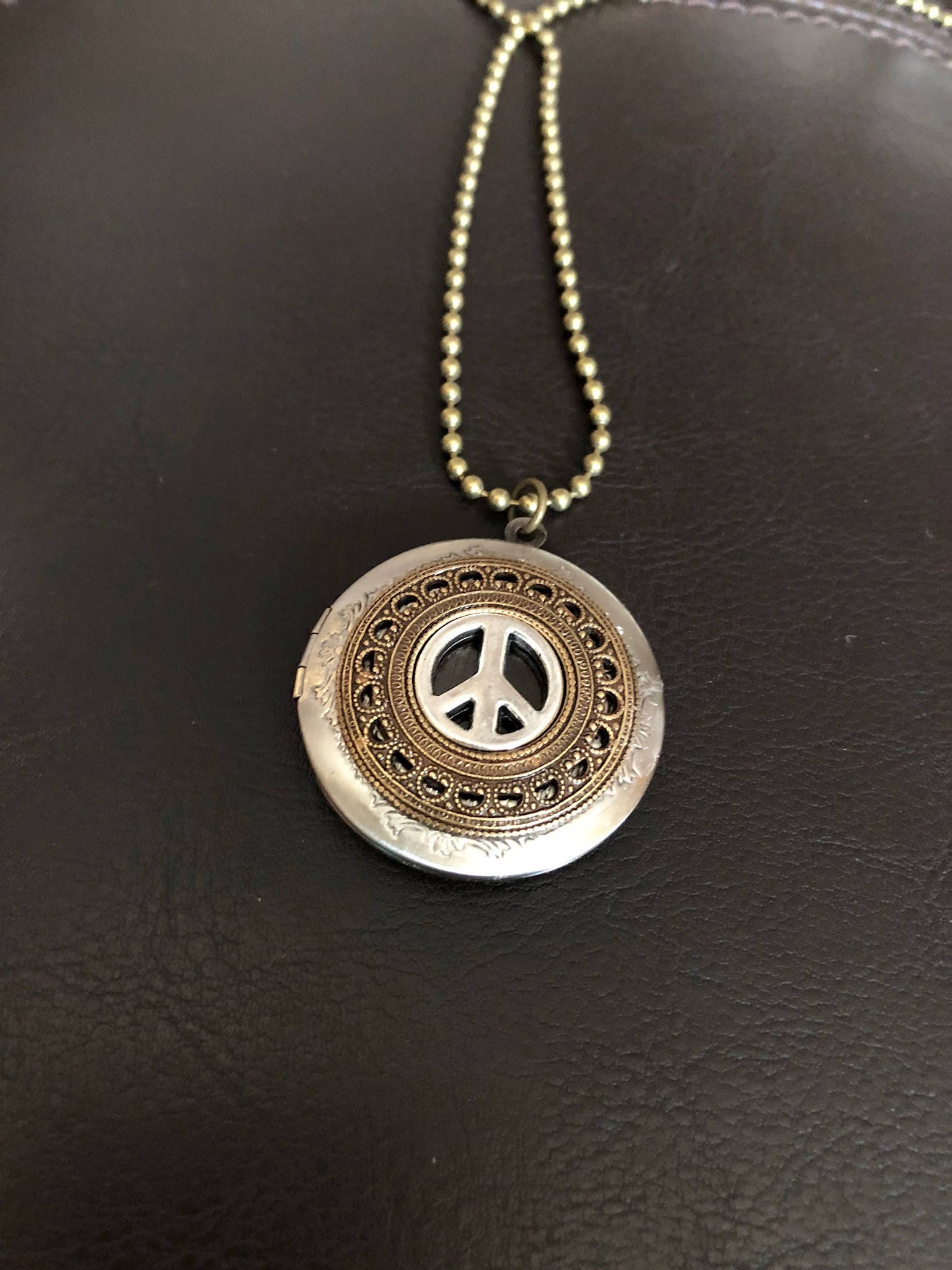 Peace Sign Locket Peace Sign Necklace Peace Sign Gift Peace | Etsy