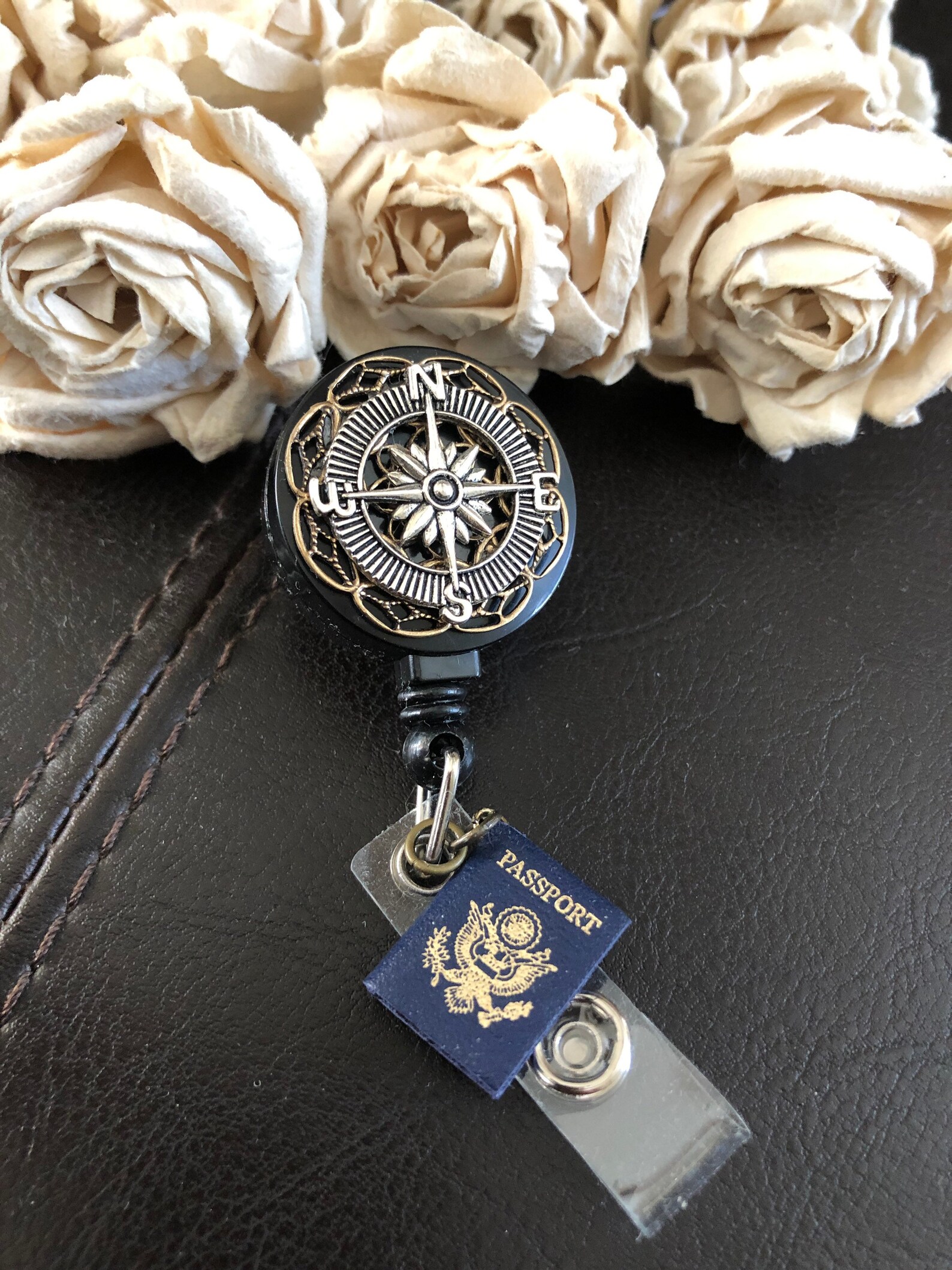 Compass Badge Reel Flight Attendant Gift Pilot Gift - Etsy