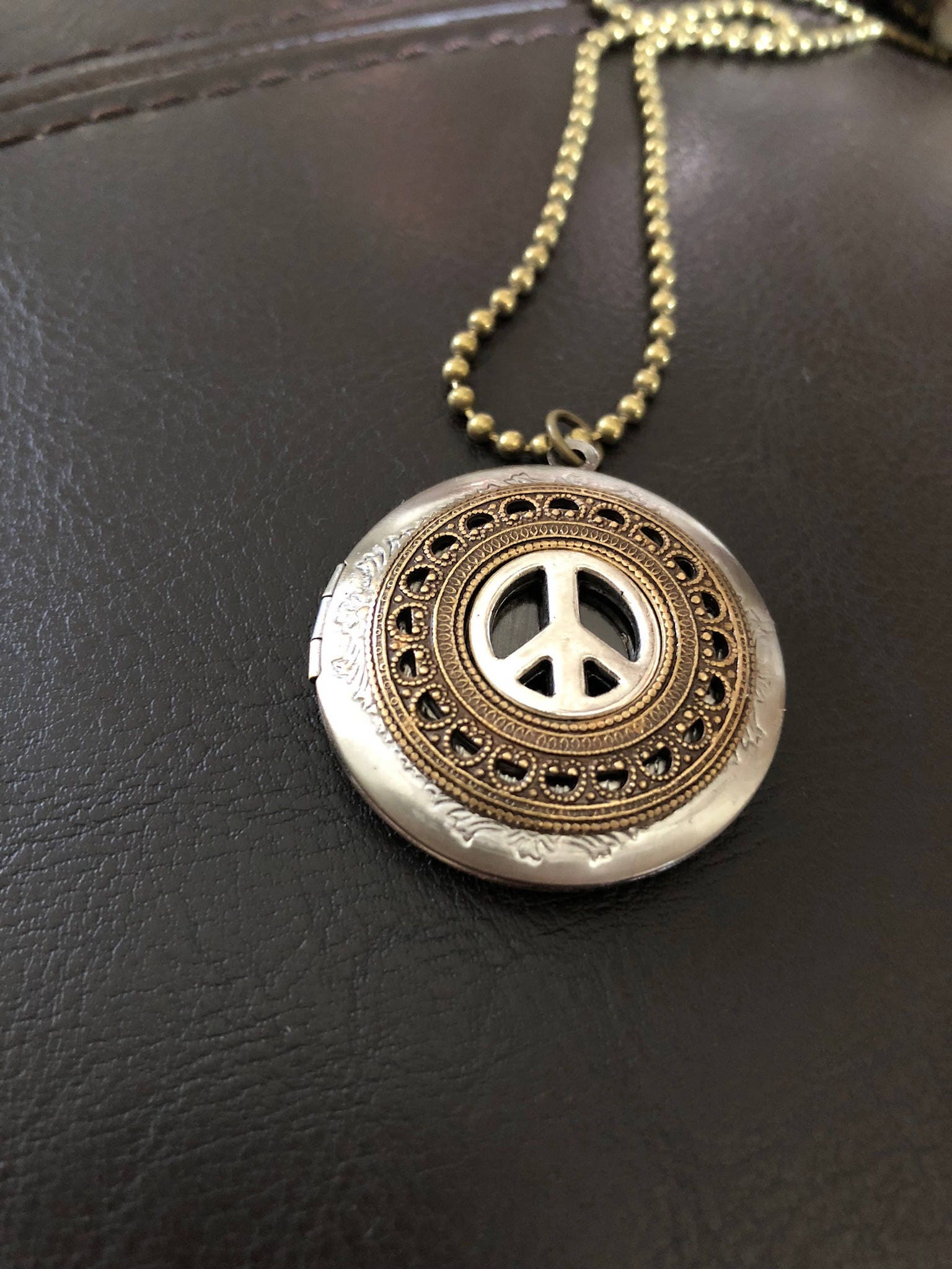 Peace Sign Locket Peace Sign Necklace Peace Sign Gift Peace | Etsy