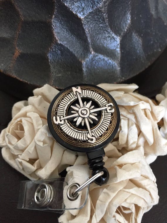 Compass Badge Reel Flight Attendant Gift Pilot Gift | Etsy