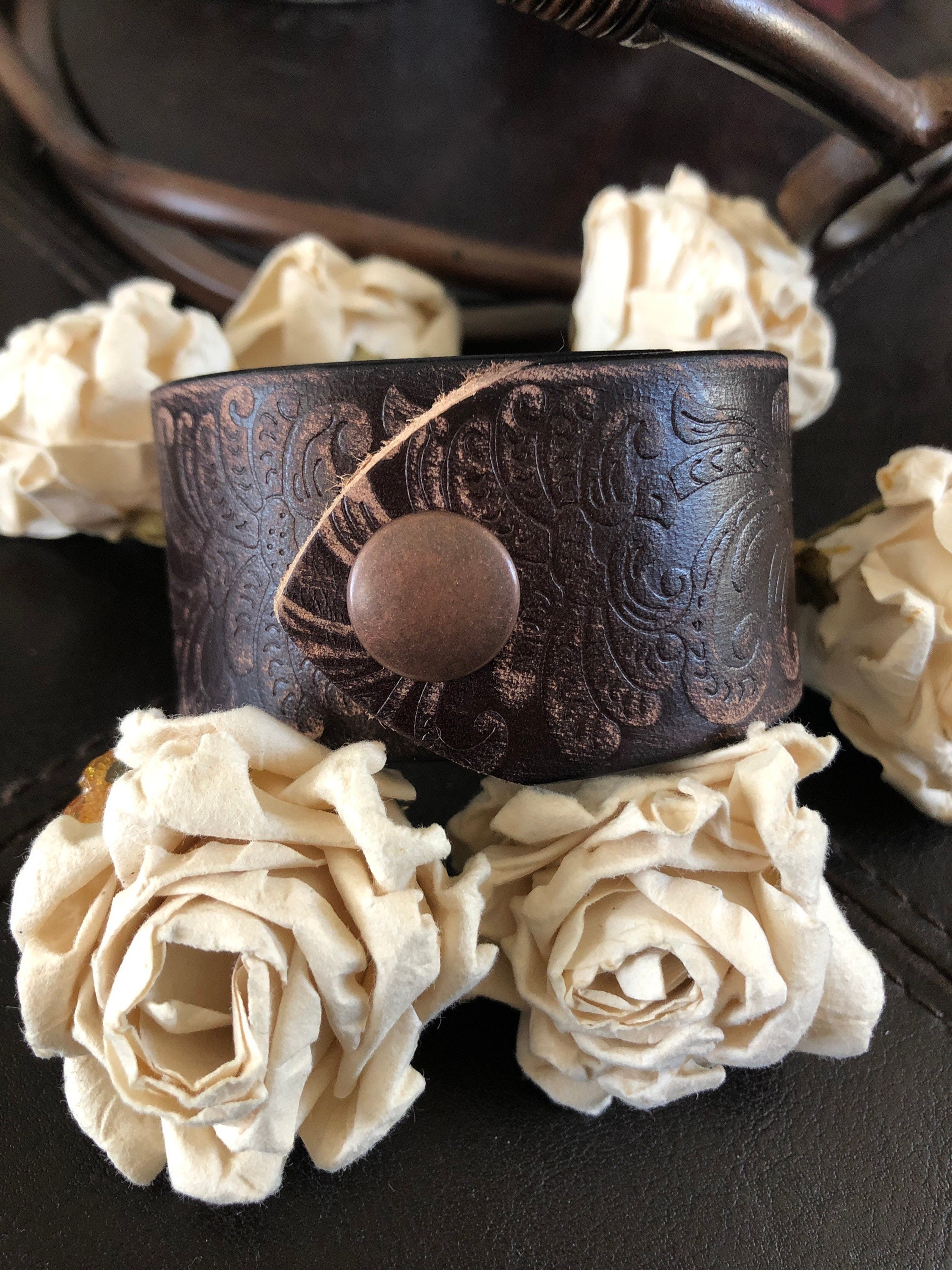 Leather cuff western cuff western jewelry leather bracelet | Etsy