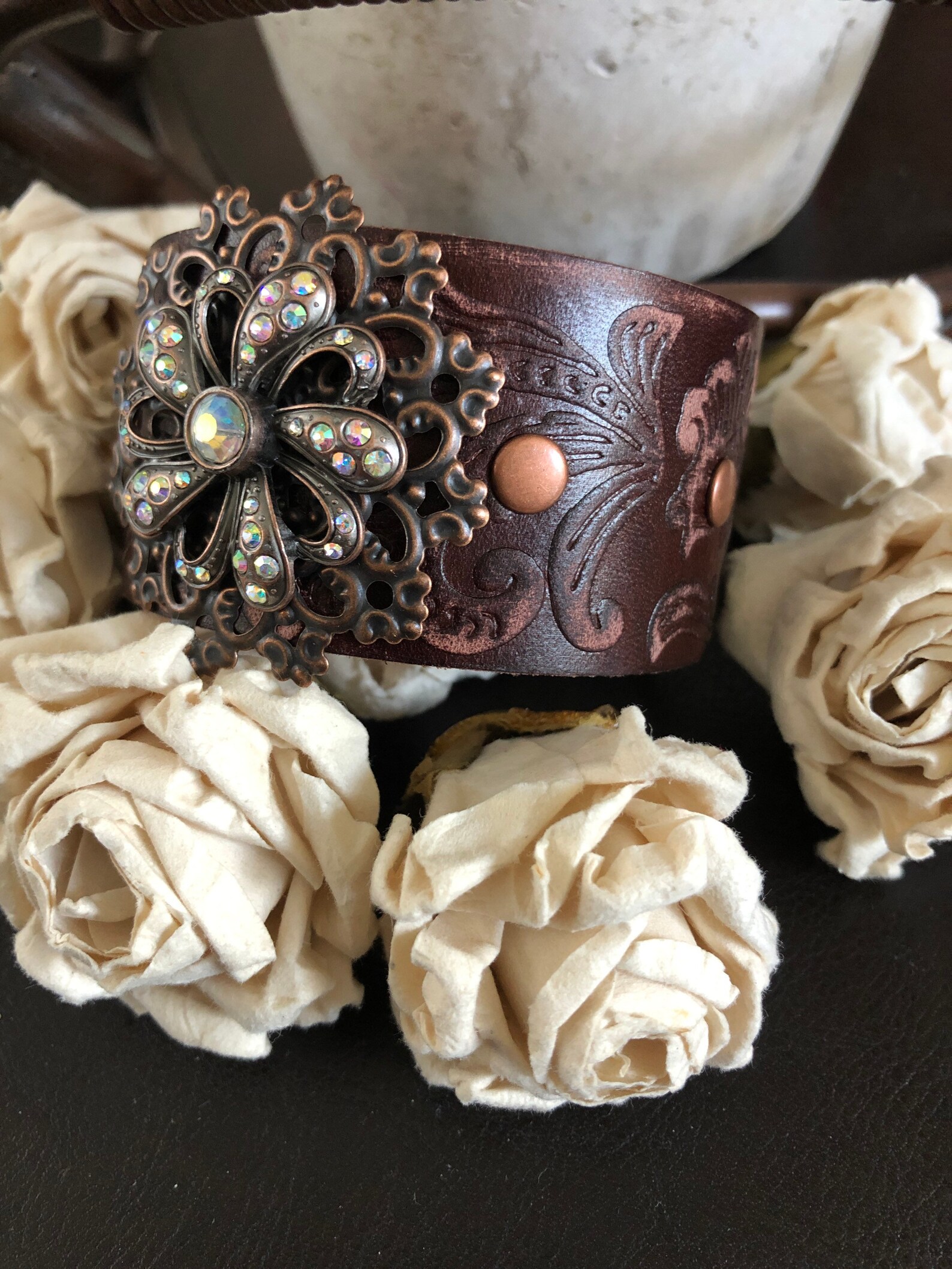 Leather Cuff Western Cuff Western Jewelry Leather Bracelet - Etsy