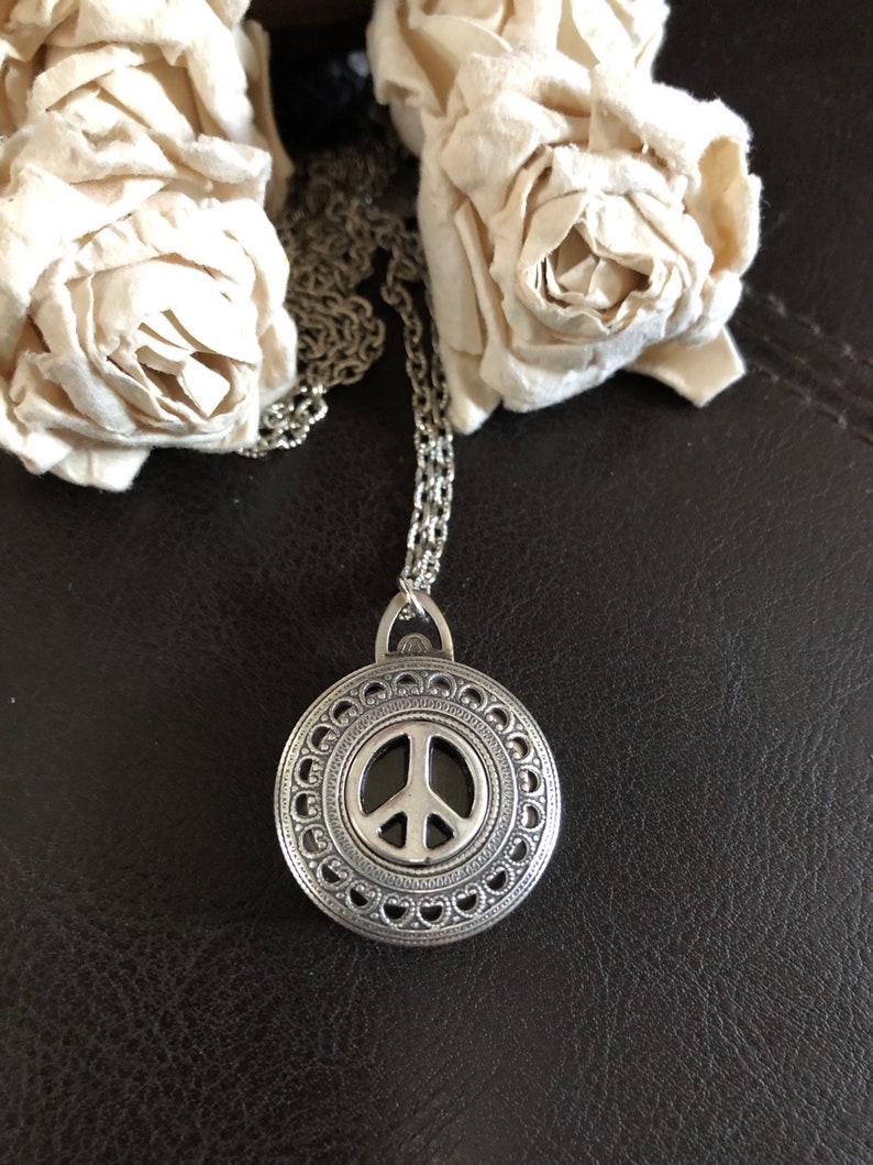 Peace Sign Locket, Peace Sign Necklace, Peace Sign Gift, Peace Jewelry ...
