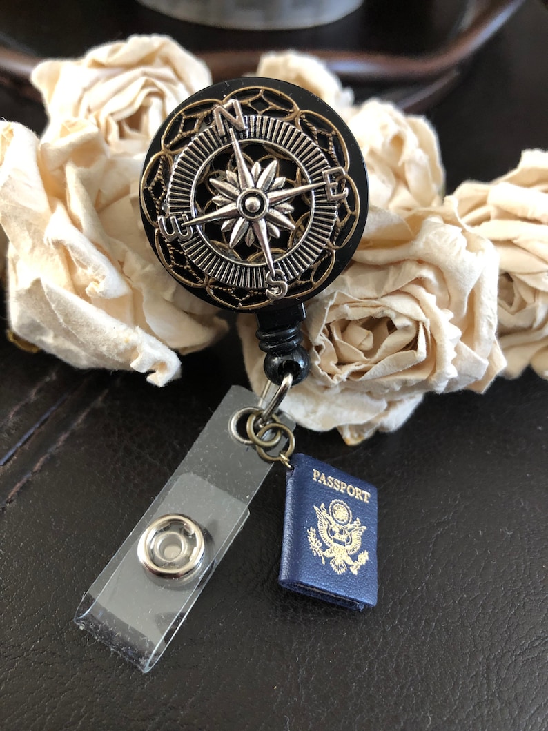 Compass Badge Reel Flight Attendant Gift Pilot Gift - Etsy