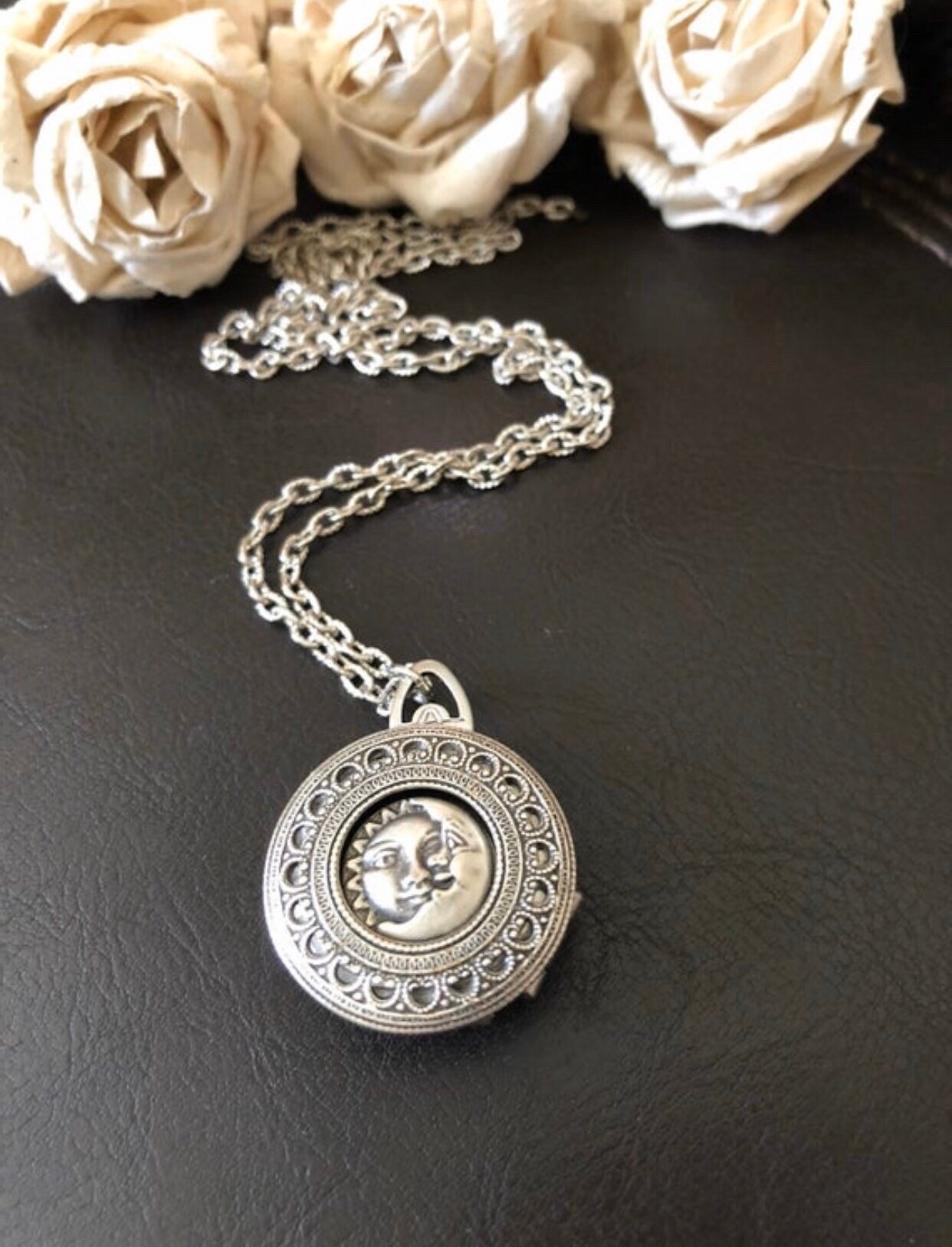 Sun and Moon Locket Sun and Moon Jewelry Celestial Jewelry | Etsy