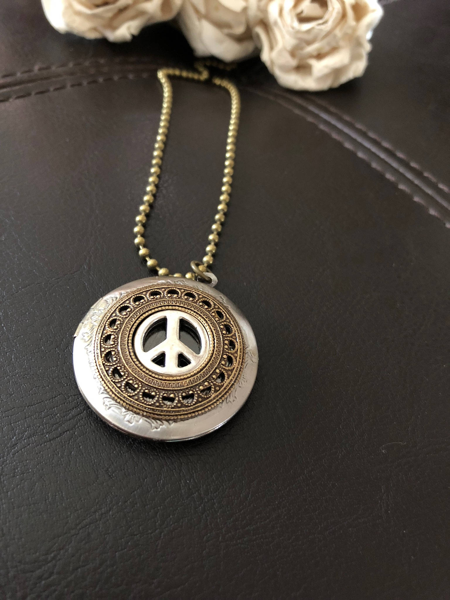 Peace Sign Locket Peace Sign Necklace Peace Sign Gift Peace | Etsy
