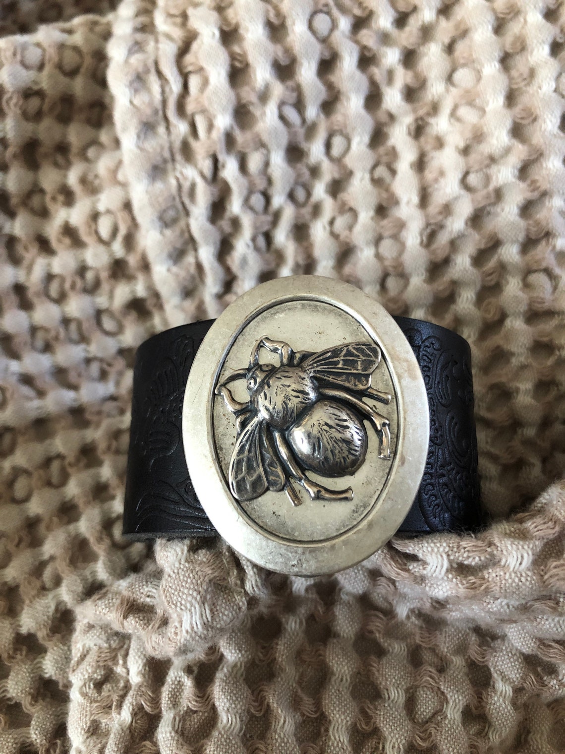 Bumble bee leather cuff bracelet bee bracelet bee gift bee | Etsy