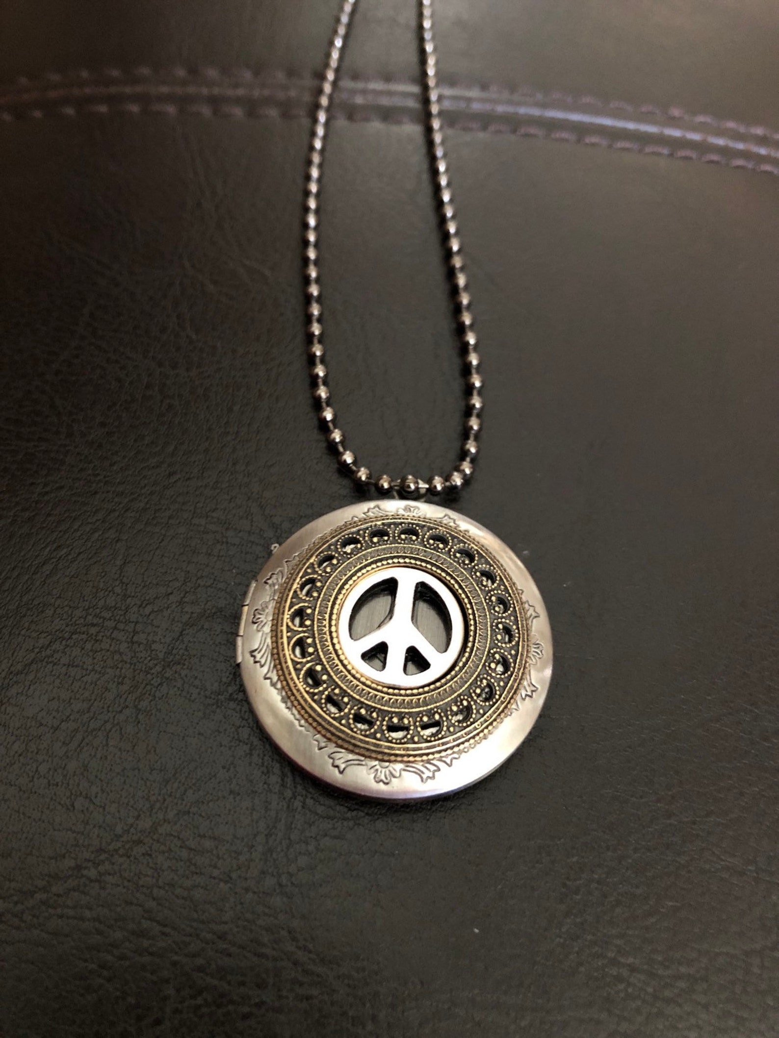 Peace Sign Locket Peace Sign Necklace Peace Sign Gift Peace | Etsy