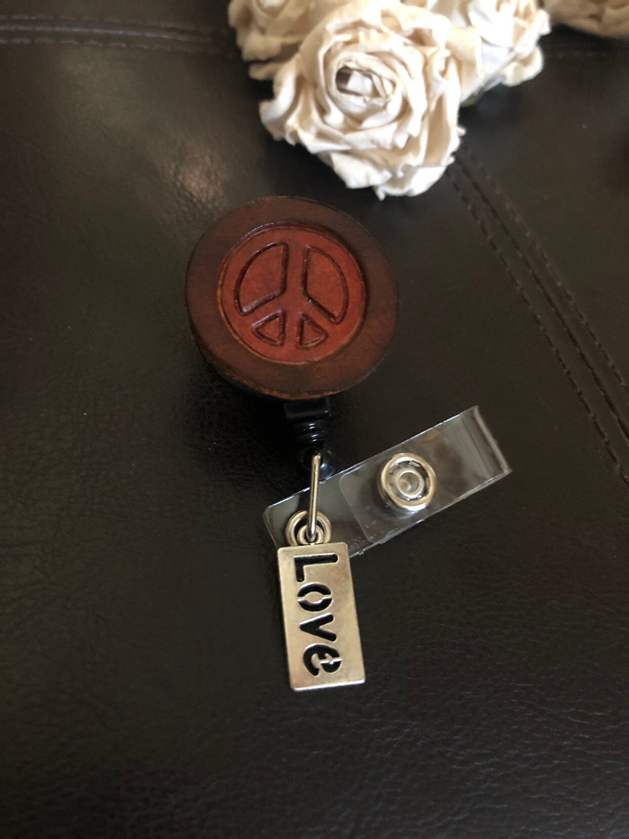 Peace sign badge clippeace sign gift badge reelbadge clip | Etsy