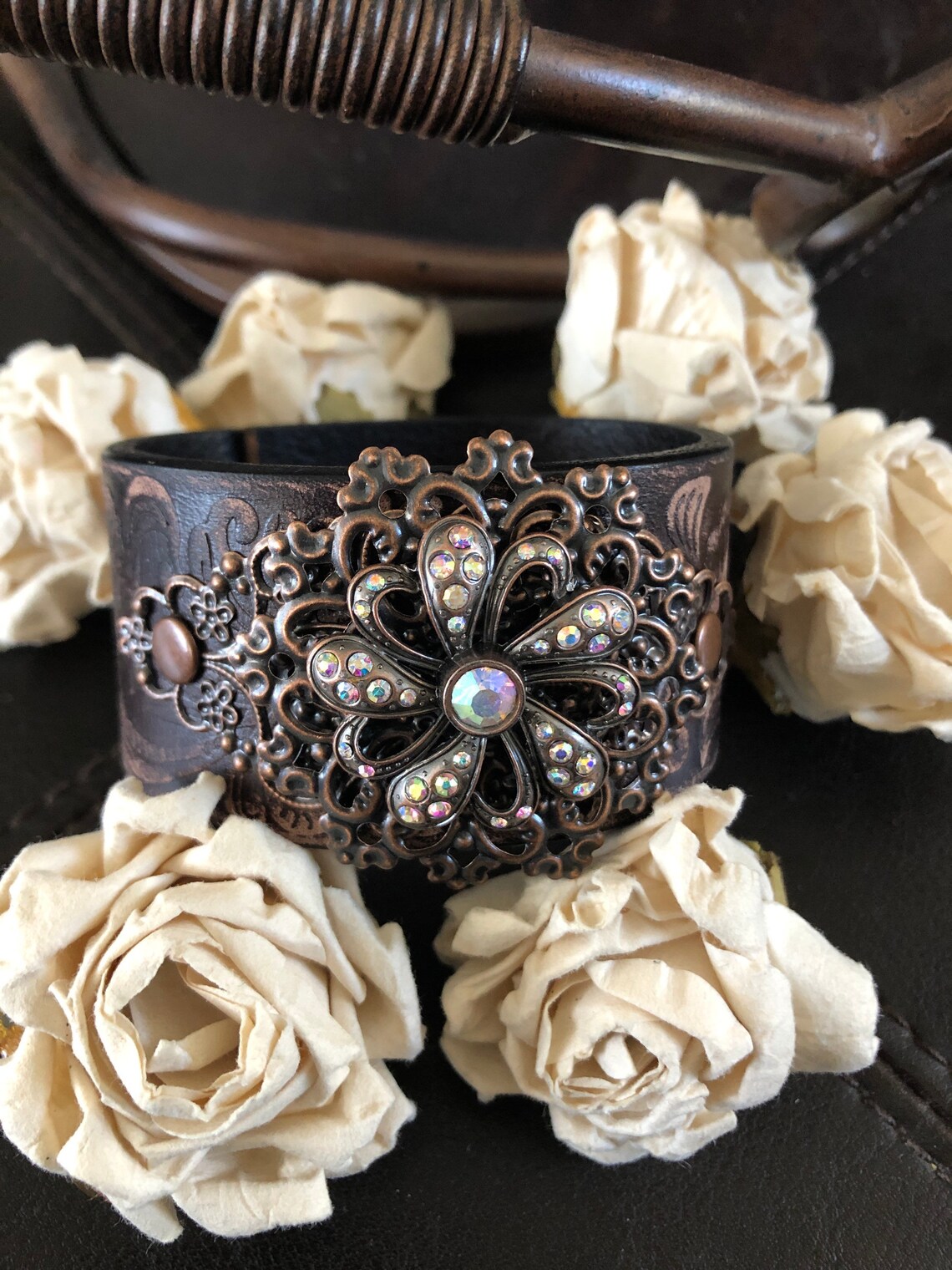 Leather cuff western cuff western jewelry leather bracelet | Etsy