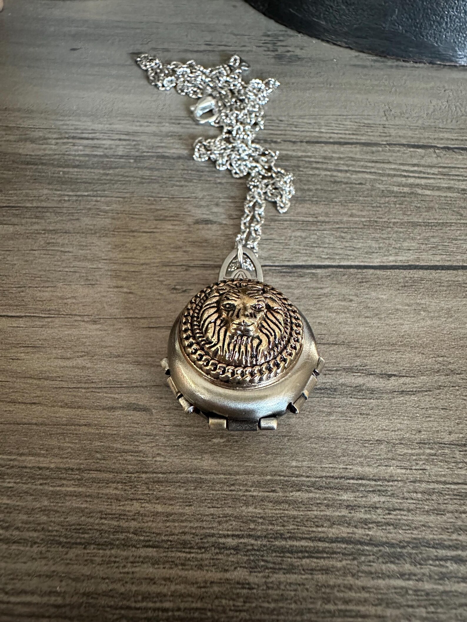 Antiqued Silver Lion Locket Necklace, Four Photo Family Keepsake - Etsy