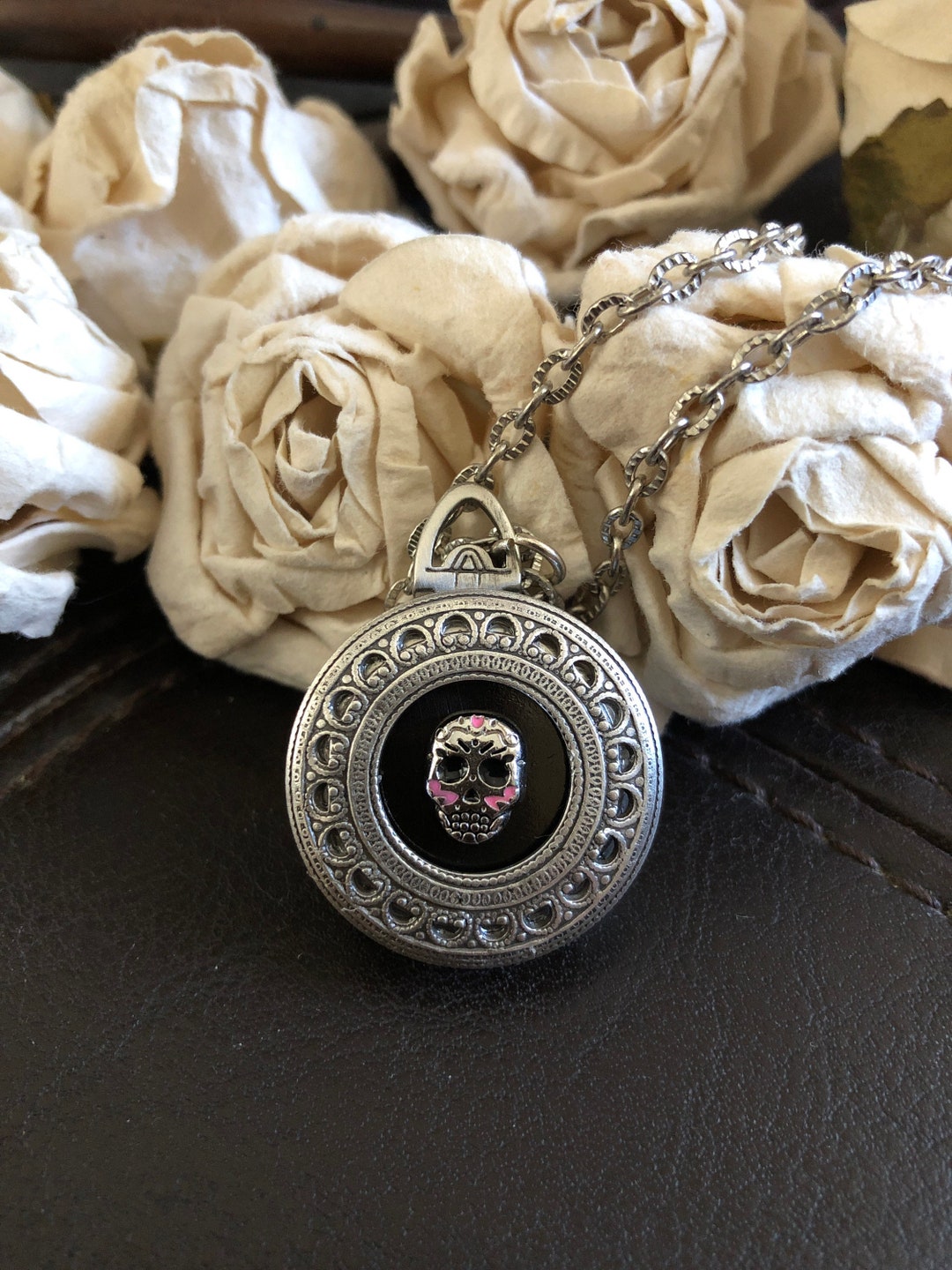 Sugar Skull Locket, Gothic Gift,skull Jewelry, Family Photo Locket ...