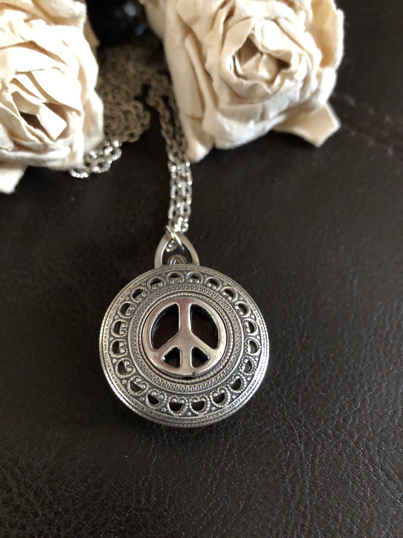 Peace Sign Locket, Peace Sign Necklace, Peace Sign Gift, Peace Jewelry ...