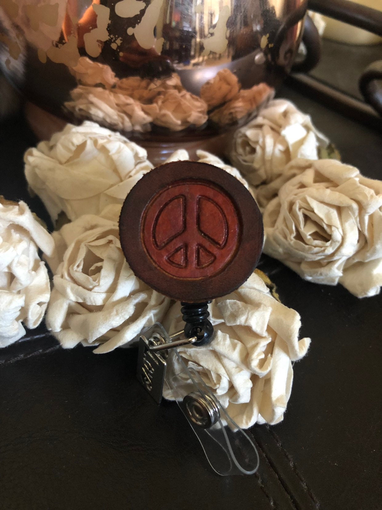 Peace sign badge clippeace sign gift badge reelbadge clip | Etsy