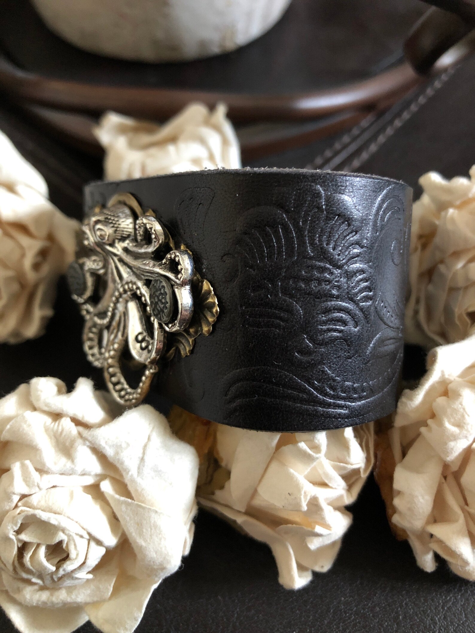 Octopus Leather Bracelet Cuff Steampunk the Kraken Cthulhu - Etsy