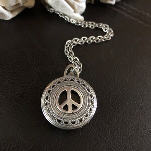 Peace Sign Locket, Peace Sign Necklace, Peace Sign Gift, Peace Jewelry ...