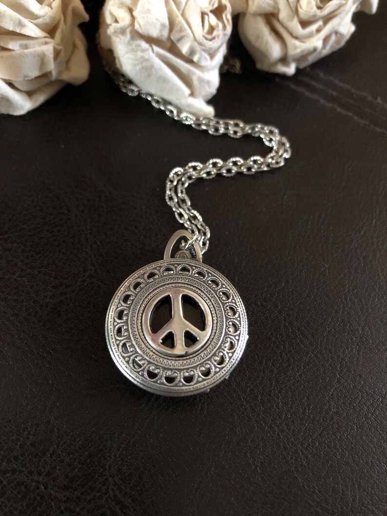 Peace Sign Locket, Peace Sign Necklace, Peace Sign Gift, Peace Jewelry ...