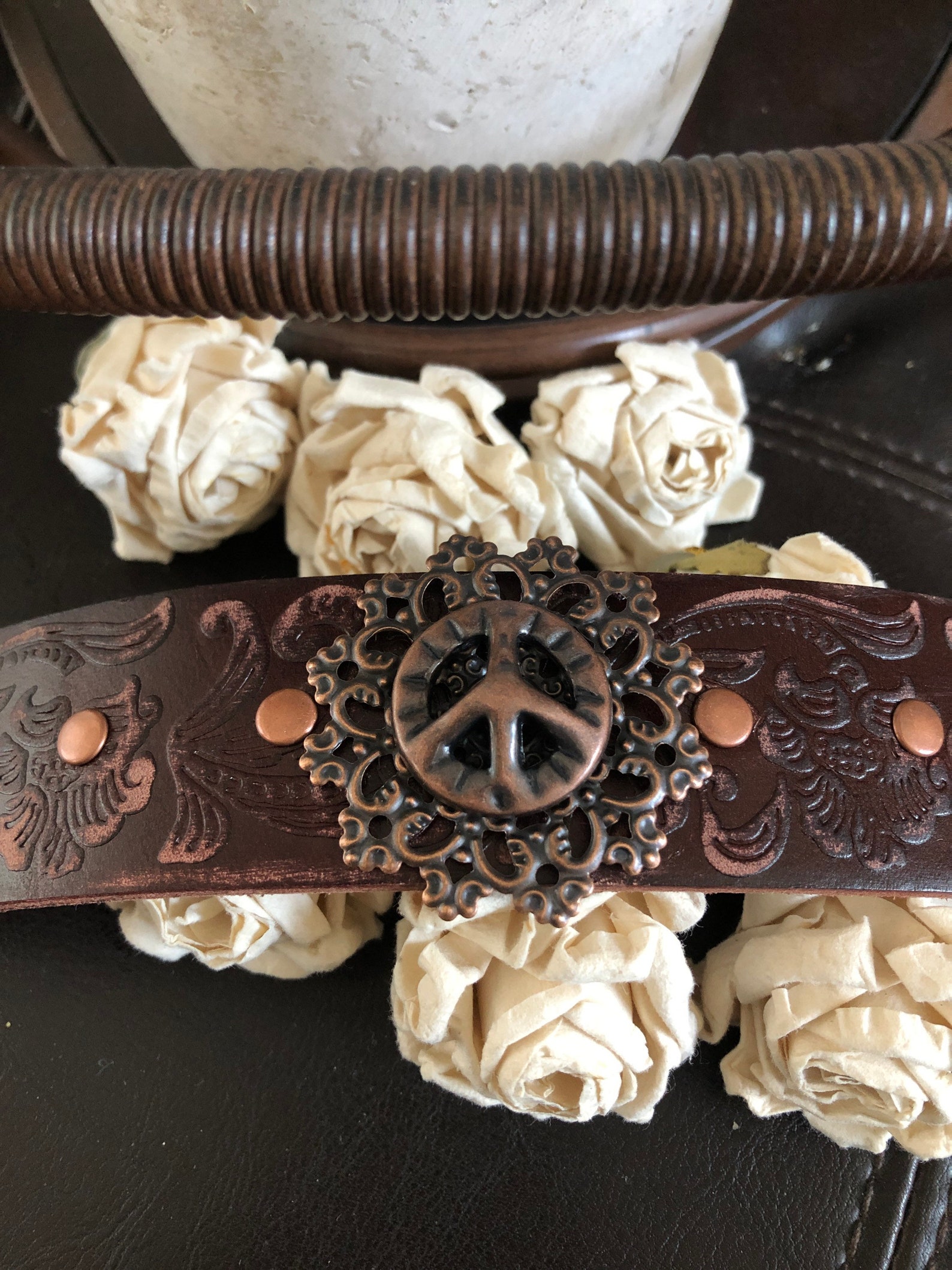 Peace Bracelet Peace Sign Bracelet Leather Cuff Bracelet - Etsy