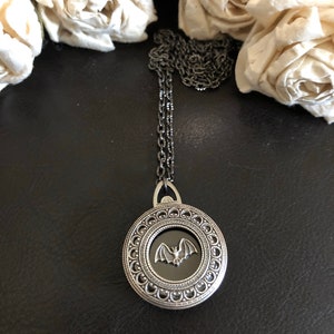Bat Locket, Gothic Gift, Bat Jewelry, Family Photo Locket, Photo Locket ...