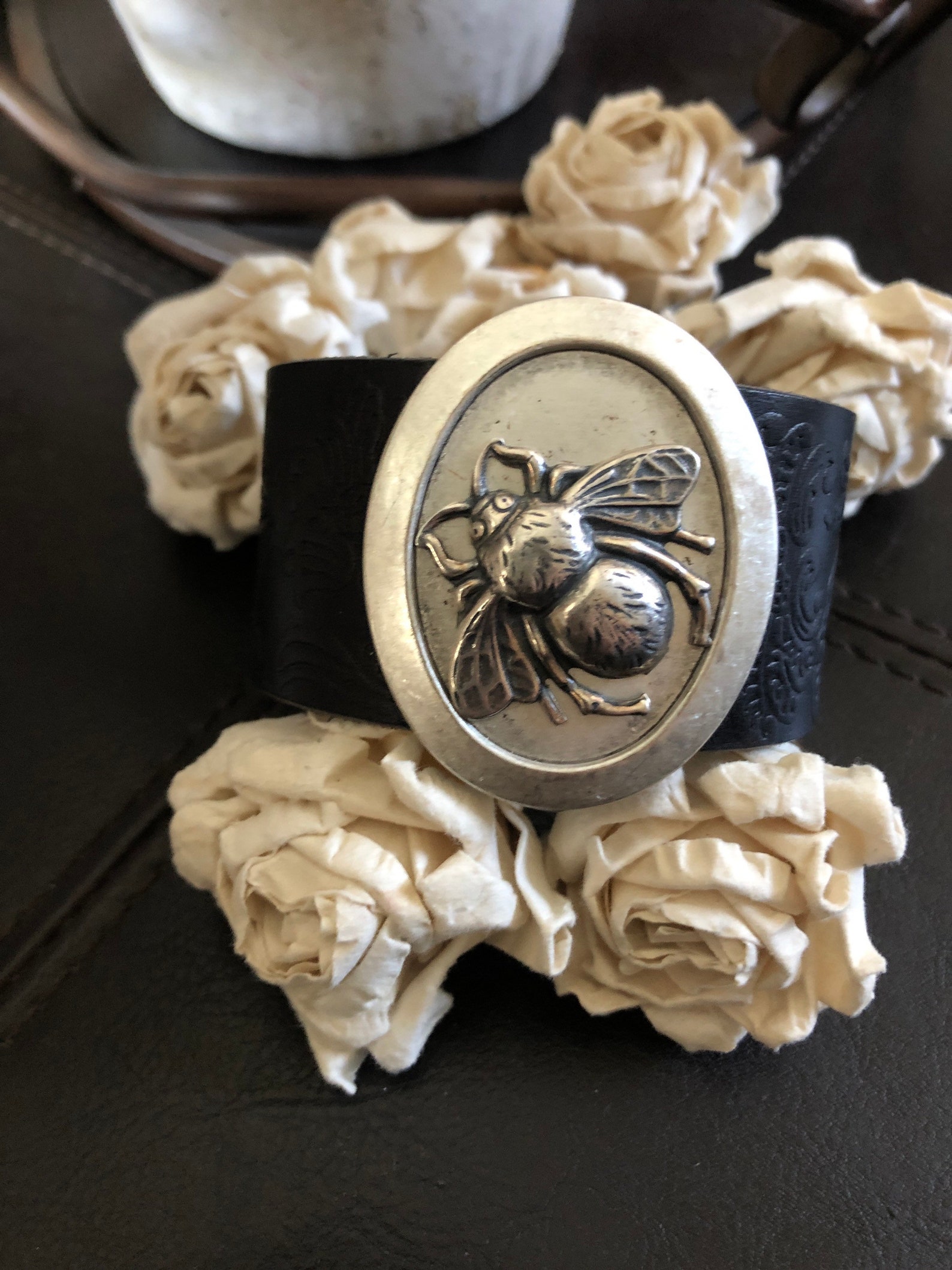 Bumble Bee Leather Cuff Bracelet Bee Bracelet Bee Gift Bee - Etsy