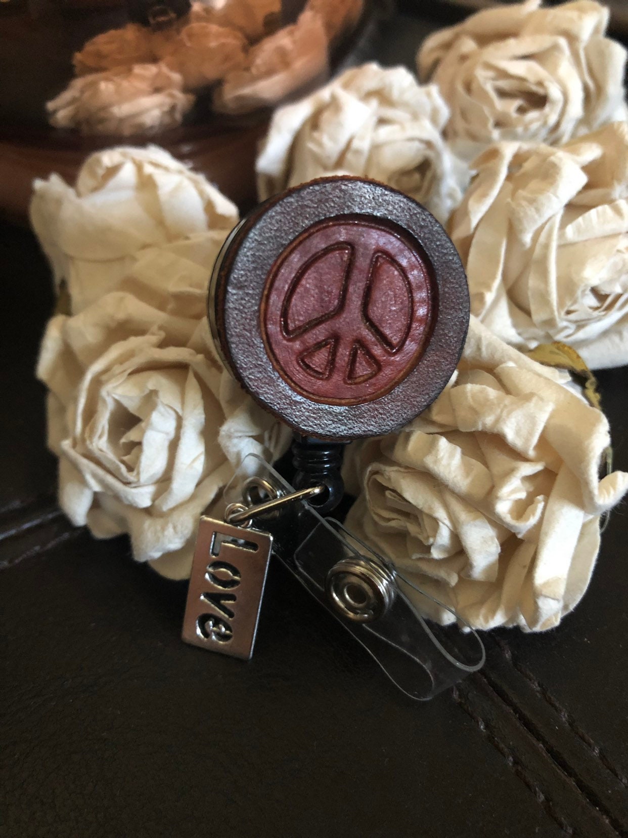 Peace sign badge clippeace sign gift badge reelbadge clip | Etsy