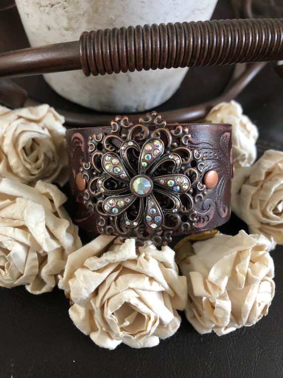 Leather Cuff Western Cuff Western Jewelry Leather Bracelet - Etsy