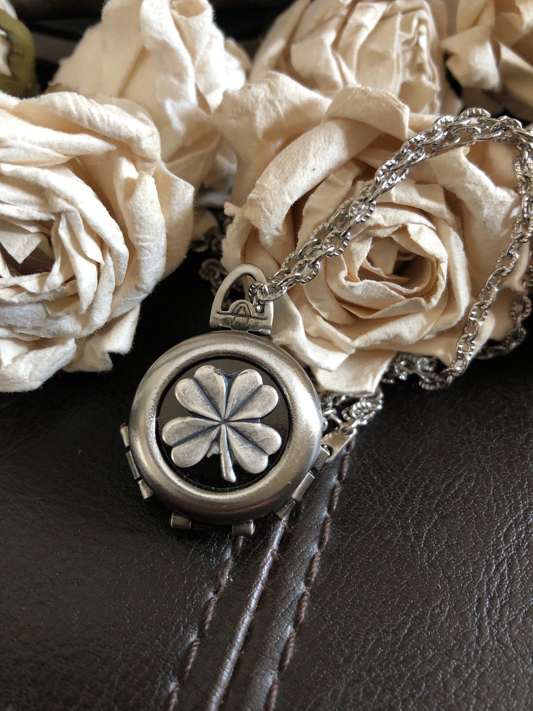 Shamrock Locket, St Patricks Day, Four Leaf Clover Locket, Good Luck ...