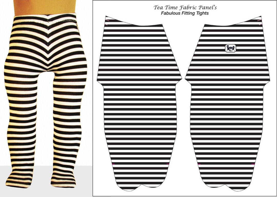 18 Inch Doll Tights Kit to Sew - Black & White Stripe- Easy to Sew-2 ...