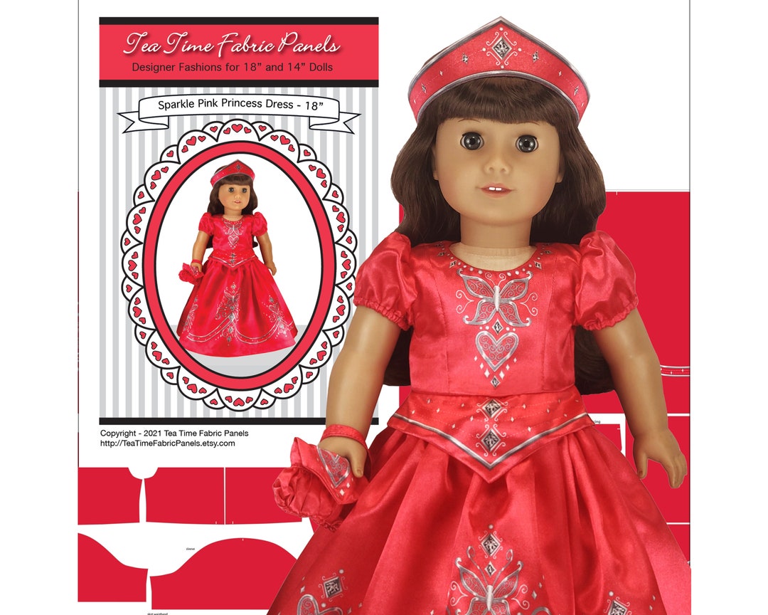 18 Inch "red Sparkle Princess Gown" Kit to Sew - Satin - Fits Doll ...