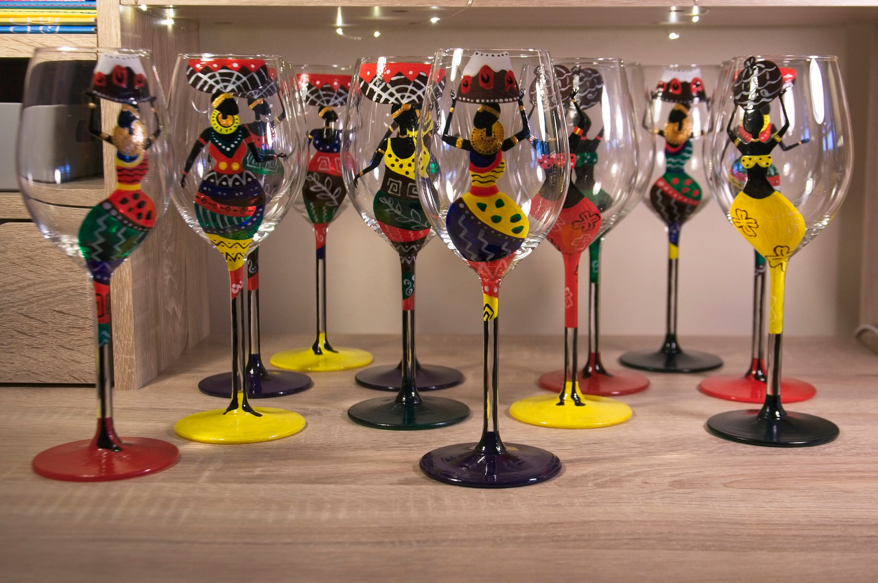 African Themed Wine Glass Lady Glass Colourful Glass | Etsy