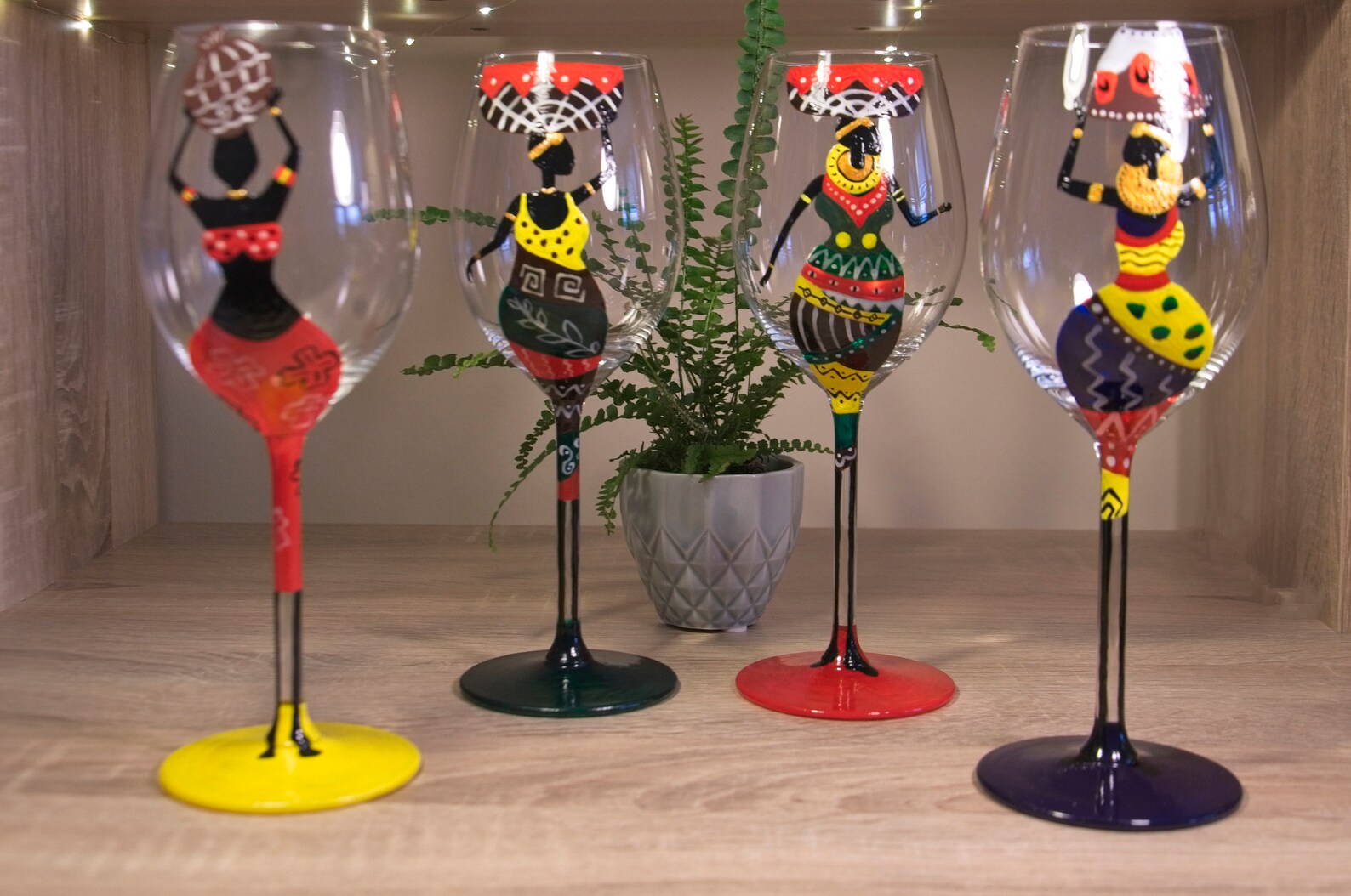 African Themed Wine Glass Lady Glass Colourful Glass | Etsy