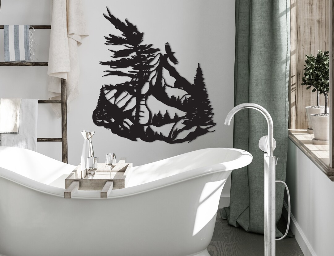 A Windy Pine Tree on A Mountain - Eagle Soaring High Above - Etsy