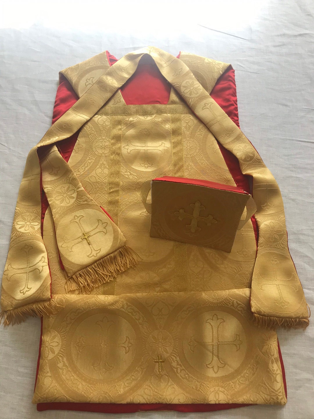 5 Piece Red Lined Boys' Vestment Set - Etsy