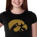 Iowa Hawkeyes Girls T-shirt | Glitter Gold Tigerhawk | Youth Size Iowa ...