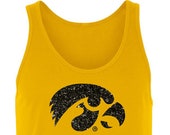 Iowa Hawkeyes Tank Top Black Glitter Tee Hawkeye Tanktop | Etsy