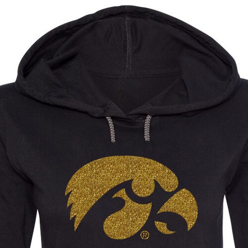 Womens Iowa Hawkeyes Tee Shirt Black Glitter Tigerhawk Logo - Etsy