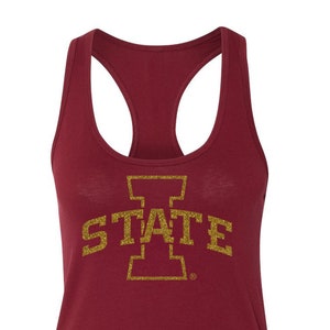 Iowa State Cyclones Tank Top Womens | I-STATE Gold Glitter | Womens ...