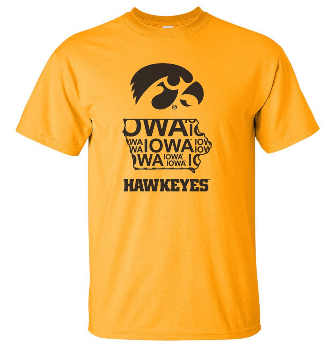Iowa Hawkeyes Tee Shirt State Outline Iowa Hawkeye Shirt Hawkeye T ...