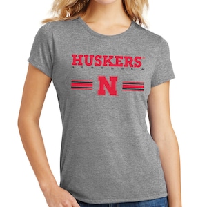 Women's Nebraska Huskers Stripe N Huskers Tshirt Nebraska Husker Shirt ...