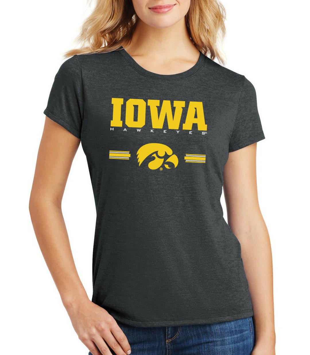 Iowa Hawkeyes Tee Horizontal Stripe Iowa Hawks Shirt Hawkeye T-shirt ...