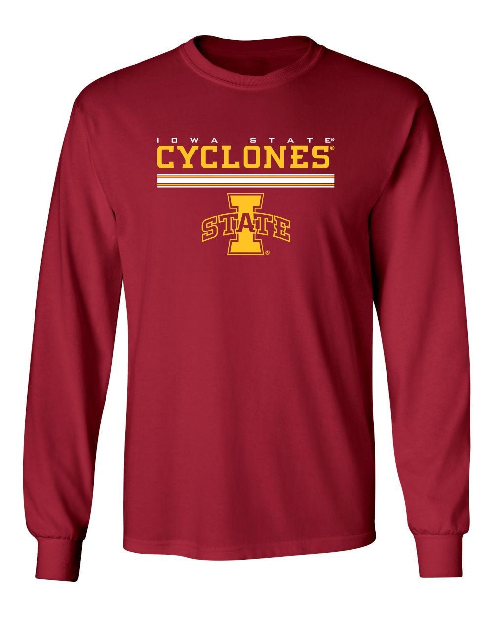 Iowa State Cyclones Tee Shirt Long Sleeve Horiz Stripe I-STATE Iowa ...