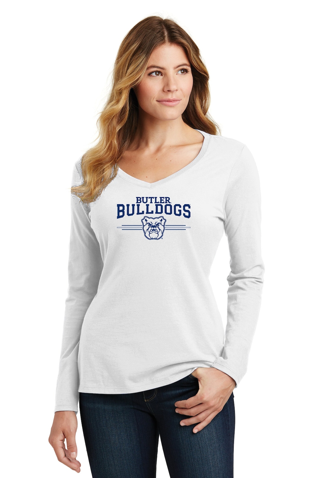 Womens Butler Tshirt | Stripe Logo | Butler Bulldogs Womens Long Sleeve ...