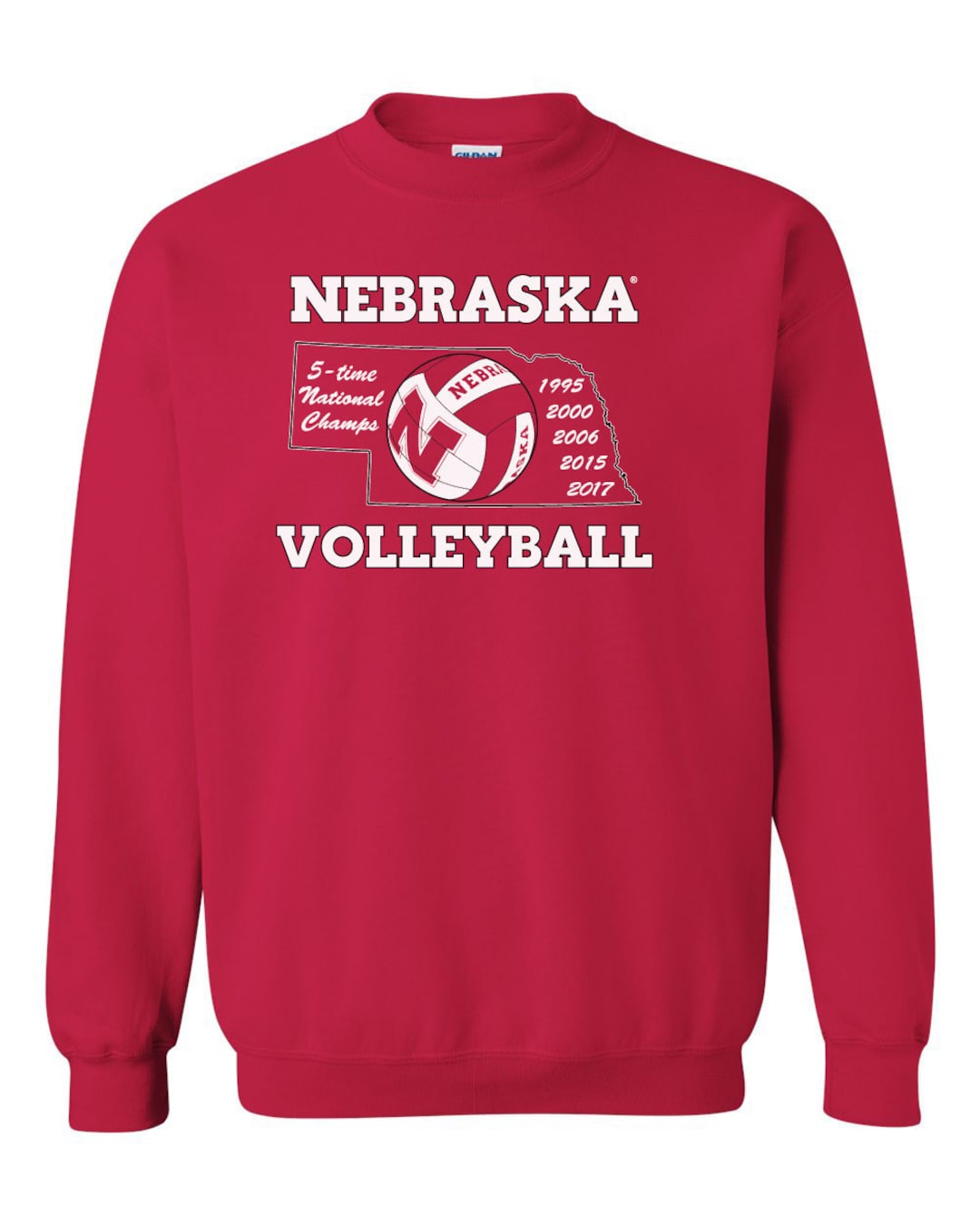 Nebraska Huskers Crewneck Sweatshirt | Nebraska Volleyball 5-time ...