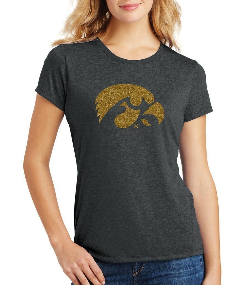 Iowa Hawkeyes Womens Shirt GOLD GLITTER Tigerhawk Womens - Etsy
