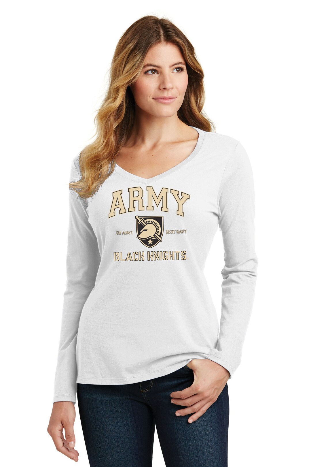 Womens Army Tshirt | Stripe Logo | Army Black Knights Womens Long ...