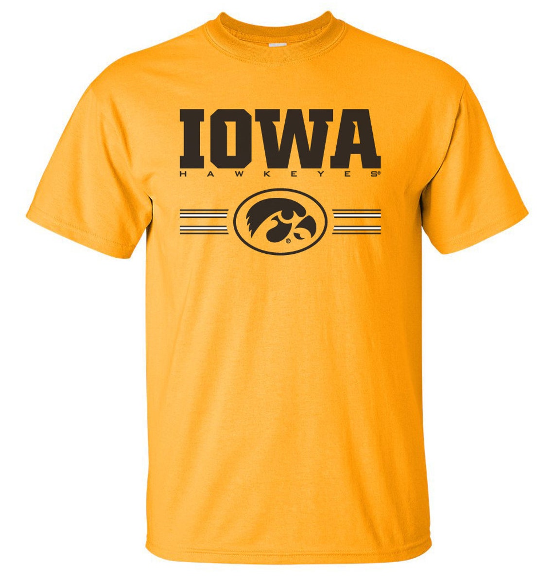 Iowa Hawkeyes Tee Shirt Horizontal Stripe Tigerhawk Oval Iowa - Etsy